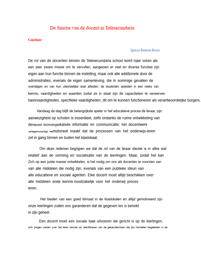 Conclusie Over de Functie Van de Docent in Telesecundaria | PDF