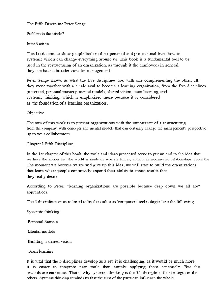 The Five Disciplines of Learning Organizations | PDF | Thought | Psychology