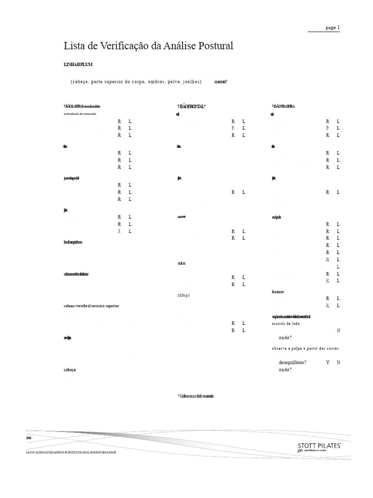Análise Postural: Checklist e Técnicas | PDF | Pélvis | Joelho