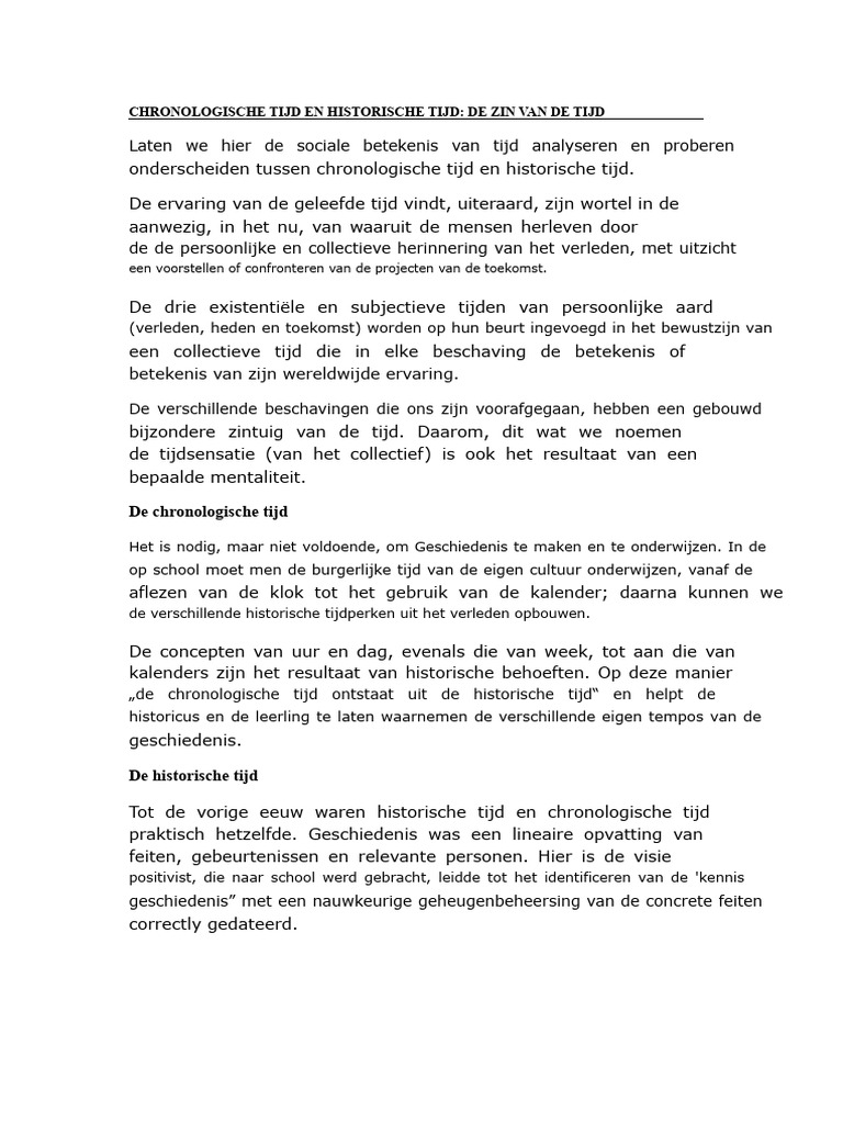 Chronologische Tijd en Historische Tijd | PDF