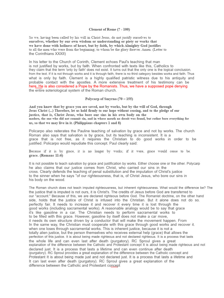 Fathers of The Church Supporting Justification by Faith | PDF | Sola Fide | Justification (Theology)