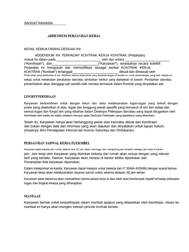 Addendum Kepada Kontrak Kerja | PDF