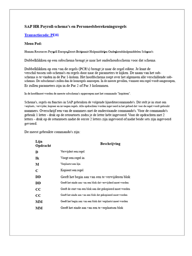SAP HR Payroll-Schema's en Personeelsberekeningsregels | PDF