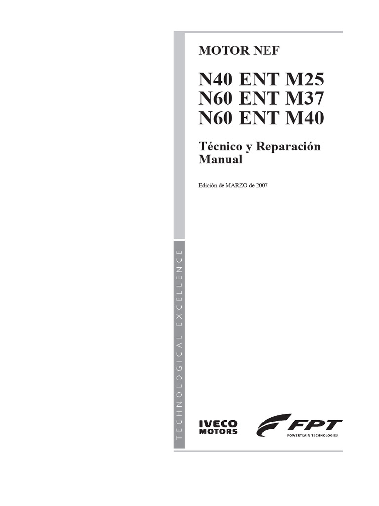Manual de Servicio y Reparación Del Motor Iveco NEF (N40 ENT M25) PDF ...