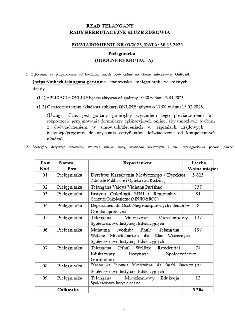 Powiadomienie o Pielęgniarkach TSPSC - PDF 2023 | PDF