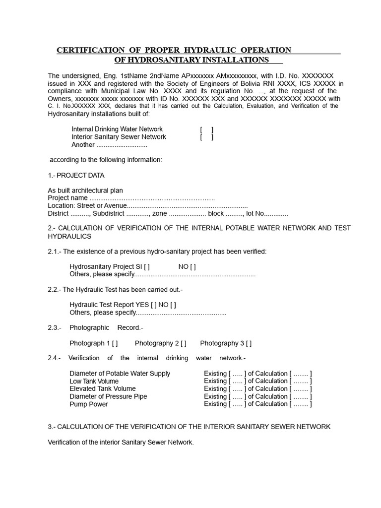 Final Hydrosanitary Certificate 1 | PDF | Hydraulic Engineering | Environmental Engineering