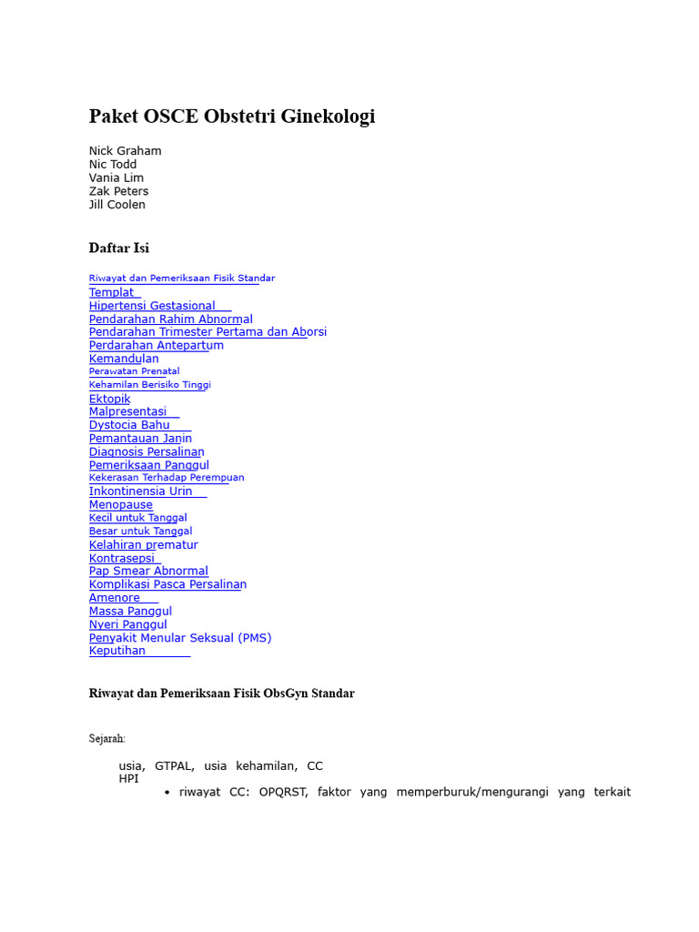 ObsGyn OSCE Catatan PDF | PDF