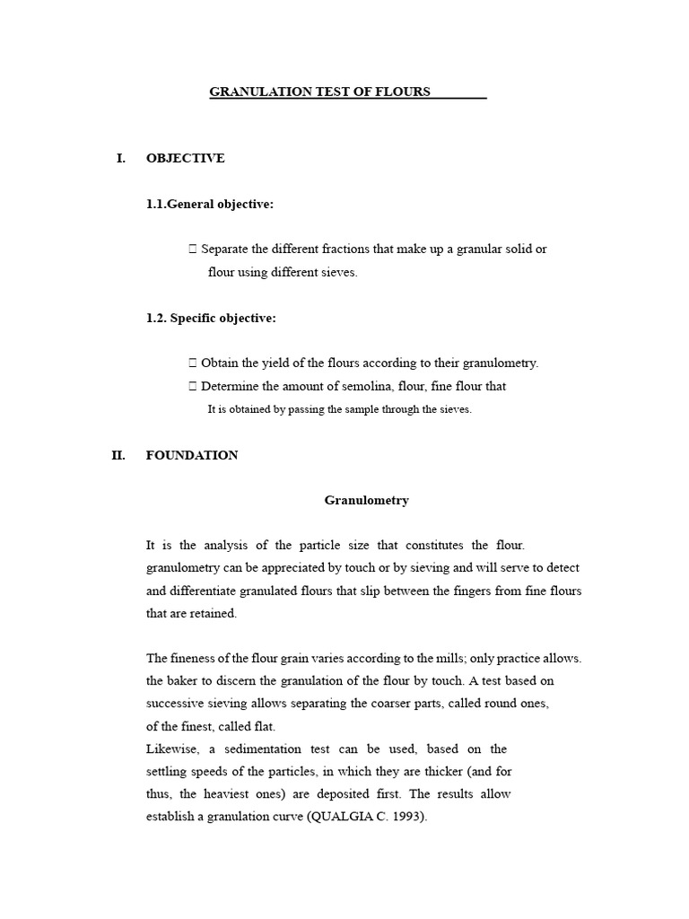 Granulation Test for Flour Analysis | PDF | Flour