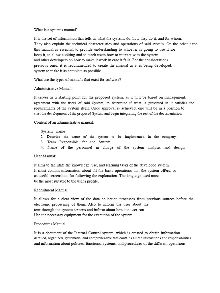 Overview of Systems Manuals | PDF | System | Specification (Technical ...