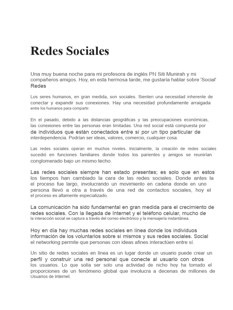 Ensayo Sobre Redes Sociales | PDF | Internet | Servicio de redes sociales