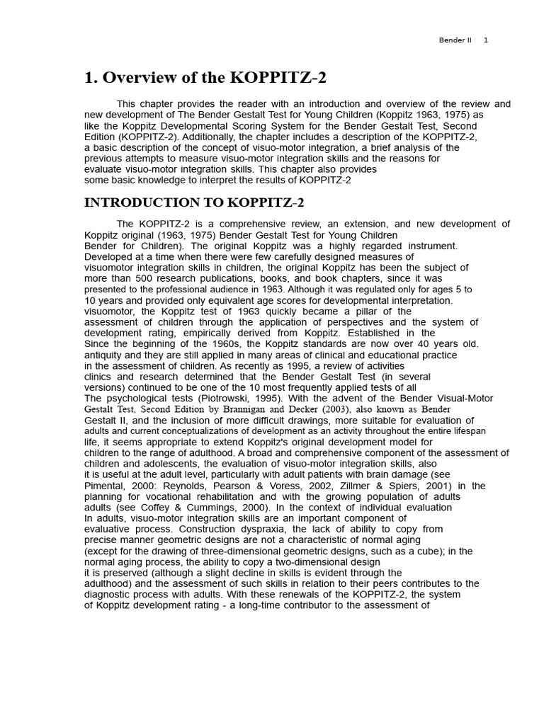 Overview of KOPPITZ-2 Assessment | PDF | Perception | Psychometrics