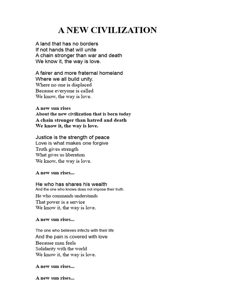 The New Civilization - Lyrics | PDF