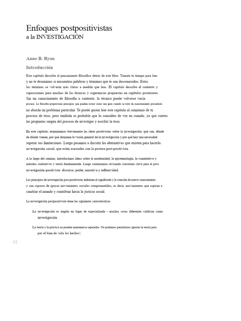 Enfoques Postpositivistas en Investigación | PDF | Conocimiento ...