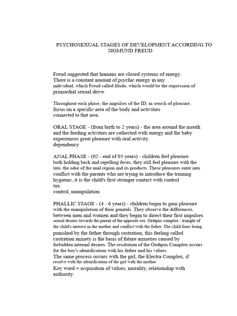 Freud's Psychosexual Development Stages | PDF | Oedipus Complex ...