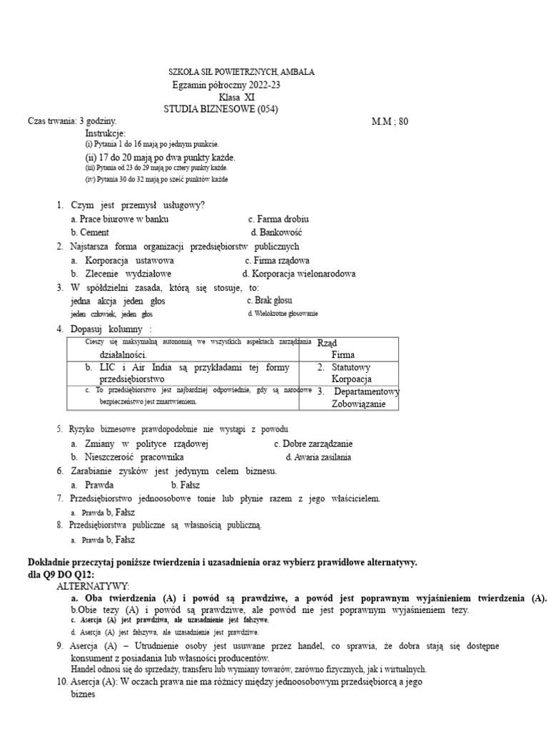 Półroczny Xi BST | PDF