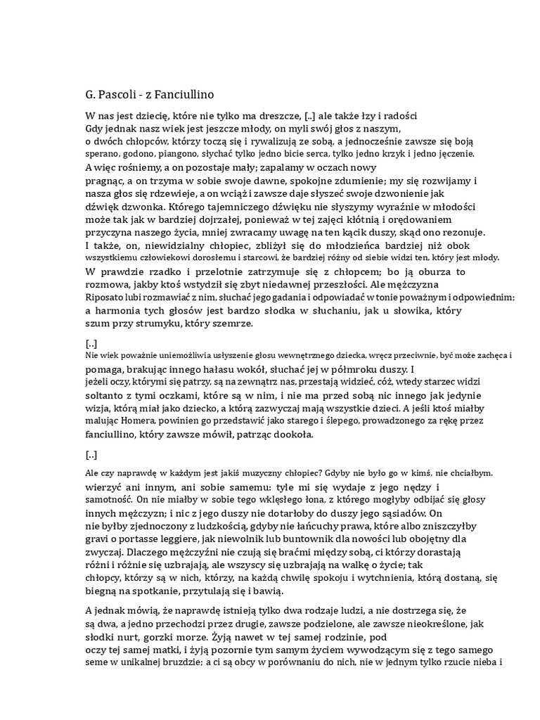 Pascoli - Chłopiec | PDF