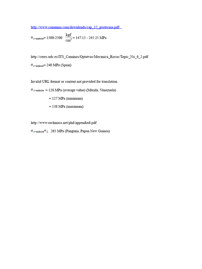 Andesite Resistance To Simple Compression | PDF