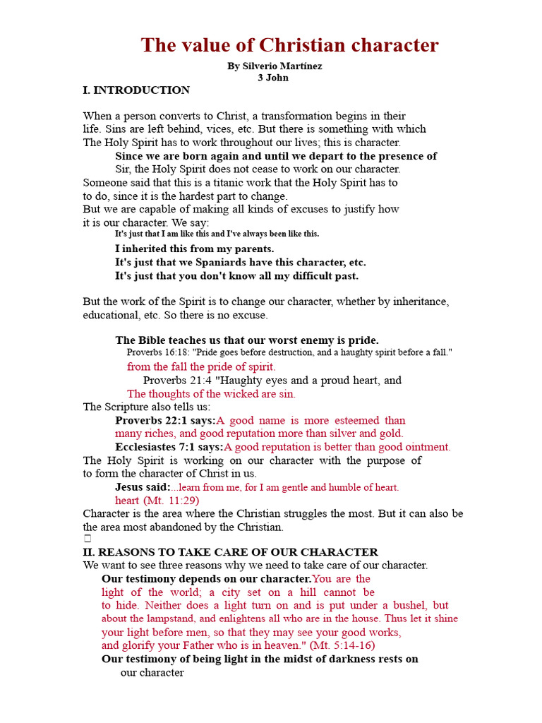 Transforming Christian Character | PDF | Testimony | God