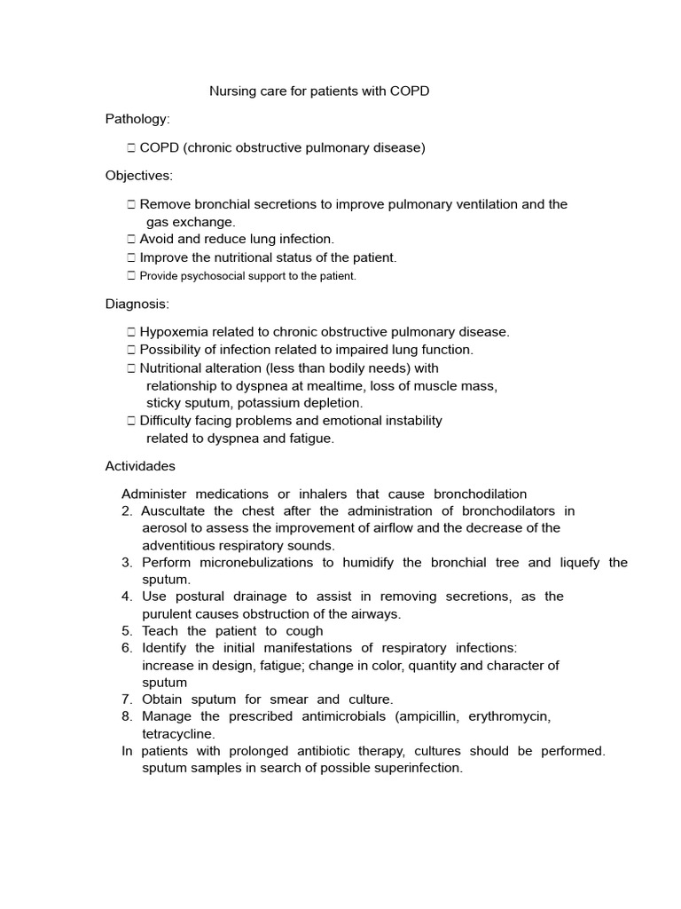 Nursing Care Strategies for COPD Patients | PDF | Chronic Obstructive ...