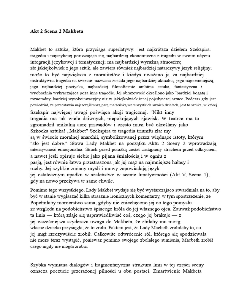 Akt 2 Scena 2 Makbeta | PDF