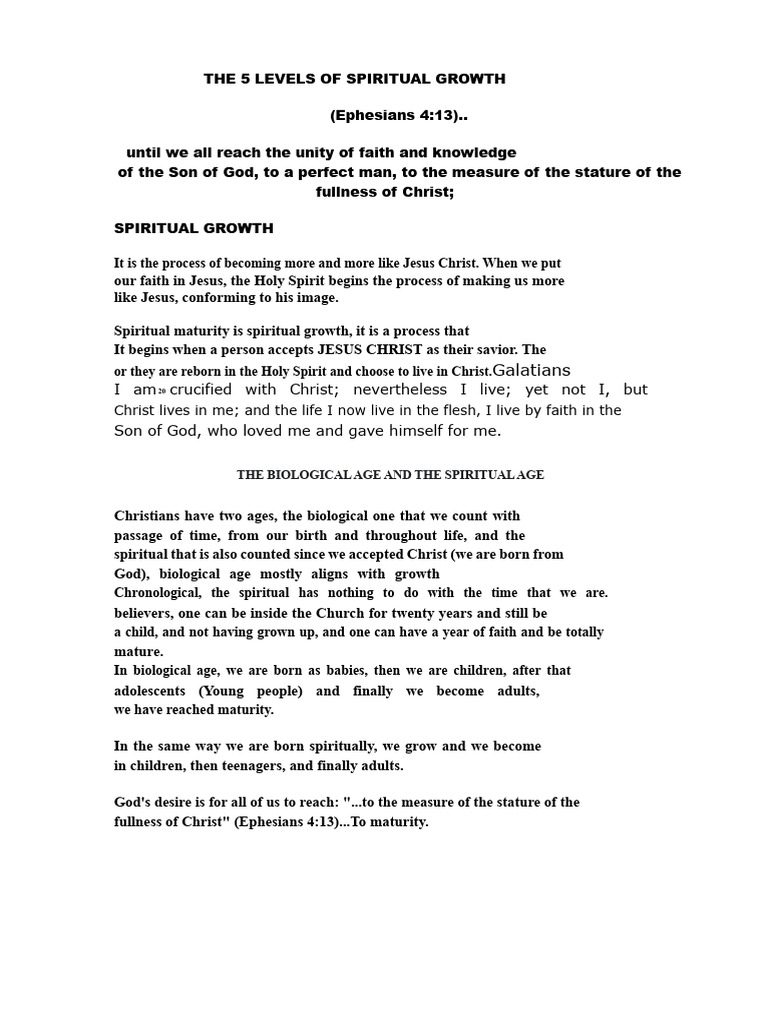 Levels of Spiritual Growth Explained | PDF | Jesus | Faith