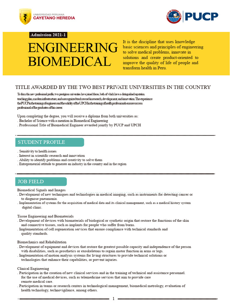 Biomedical Engineering Degree 2021-1 | PDF | Biomedical Engineering ...