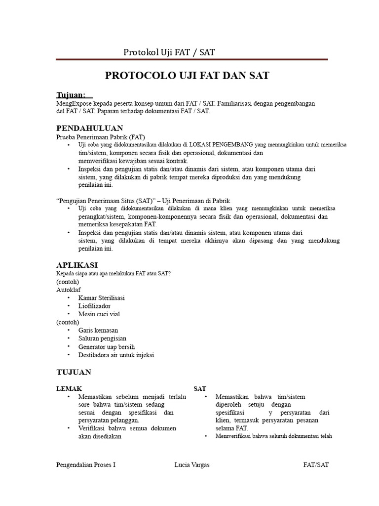 Protokol Uji FAT dan SAT untuk Sistem | PDF