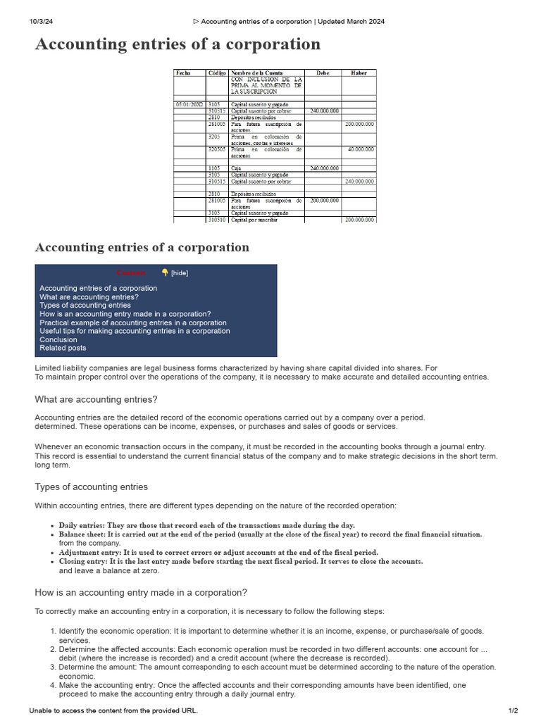 Corporate Accounting Entries Explained | PDF | Debits And Credits ...