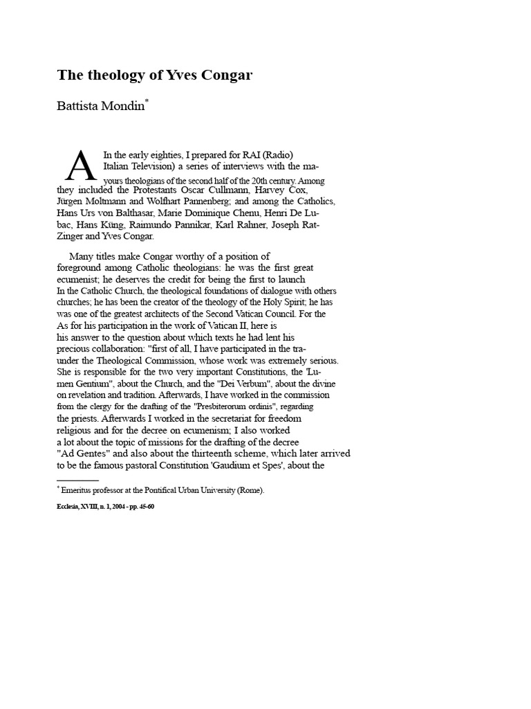 Yves Congar: Architect of Vatican II | PDF | Trinity | Ecclesiology