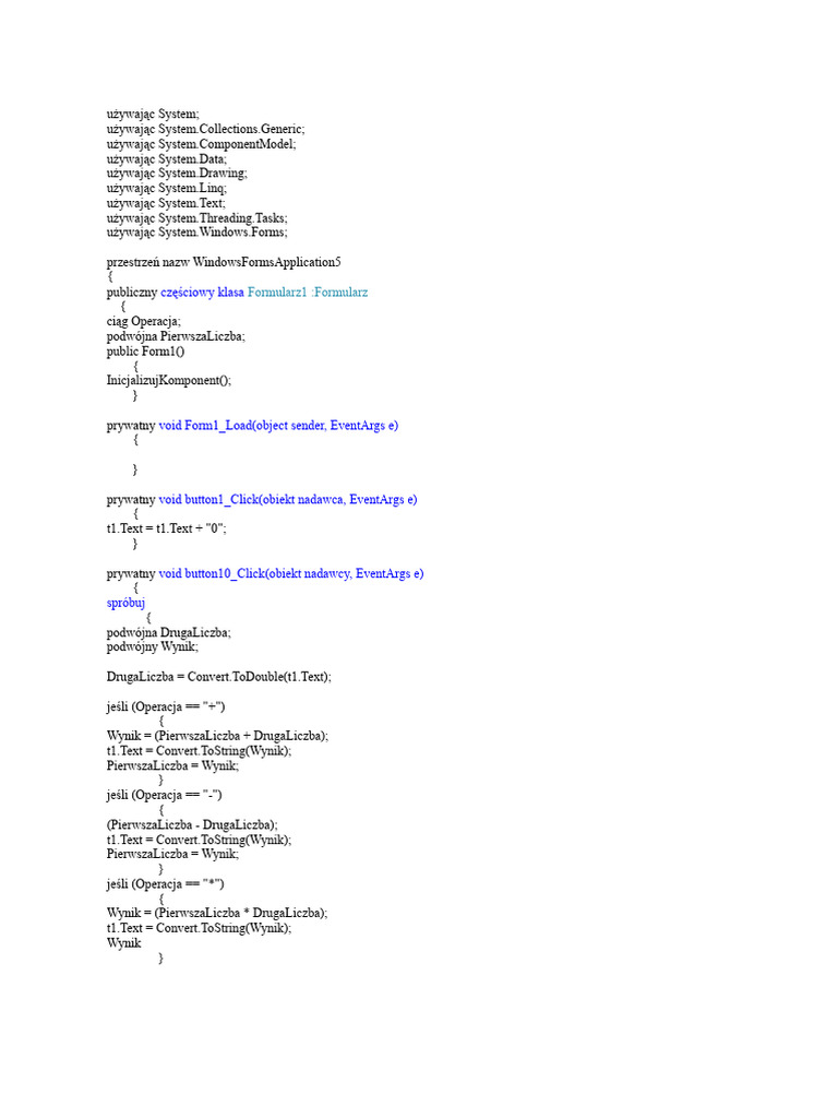 Prosty Kalkulator W C# | PDF
