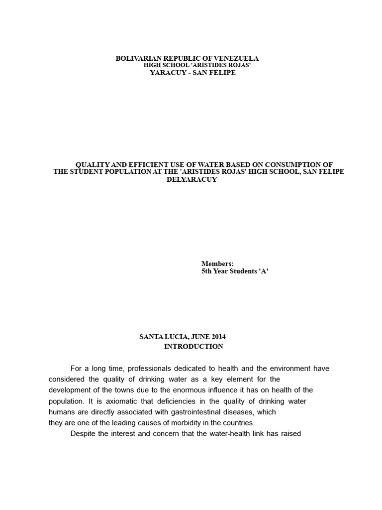 Project 5th Year | PDF | Water | Anemia