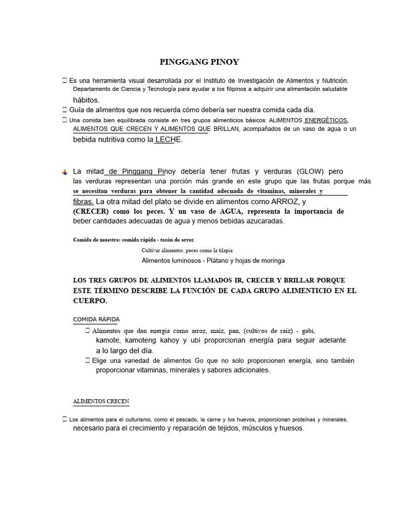 Pinggang Pinoy | PDF | Alimentos | Nutrición