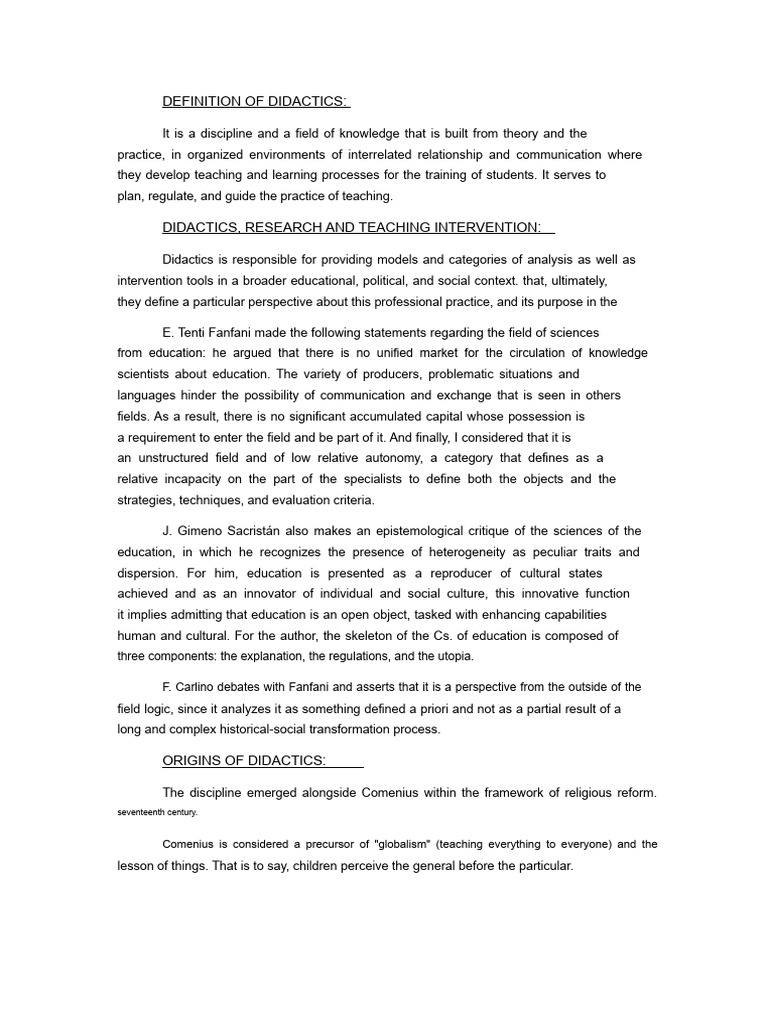 Summary of General Didactics | PDF | Pedagogy | Theory