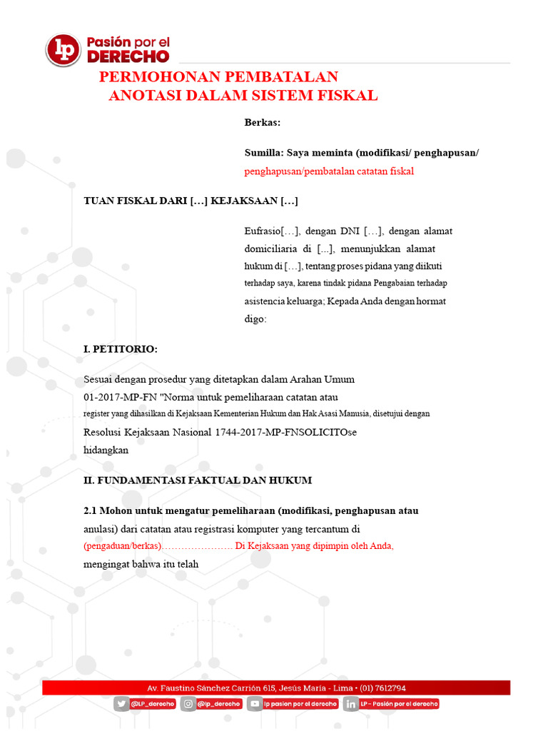 Permohonan Pembatalan Catatan Fiskal | PDF