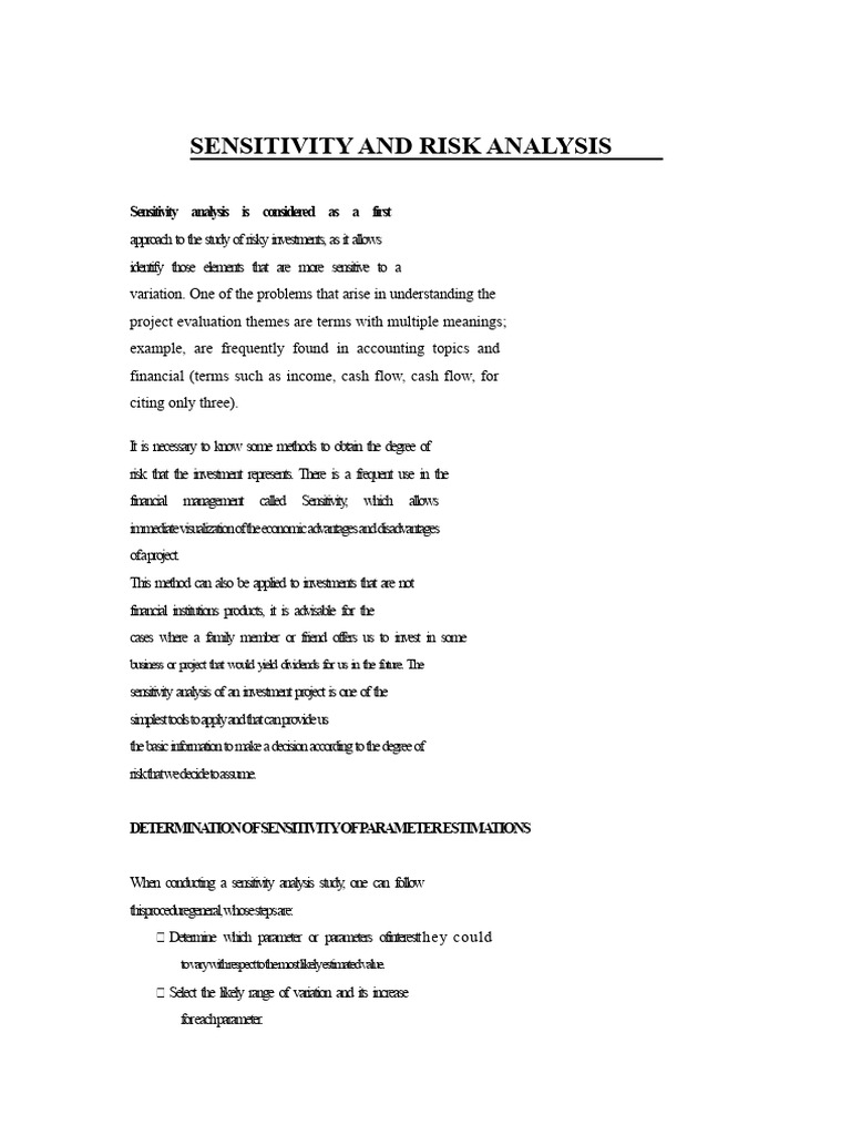 Sensitivity and Risk Analysis | PDF | Risk | Sensitivity Analysis