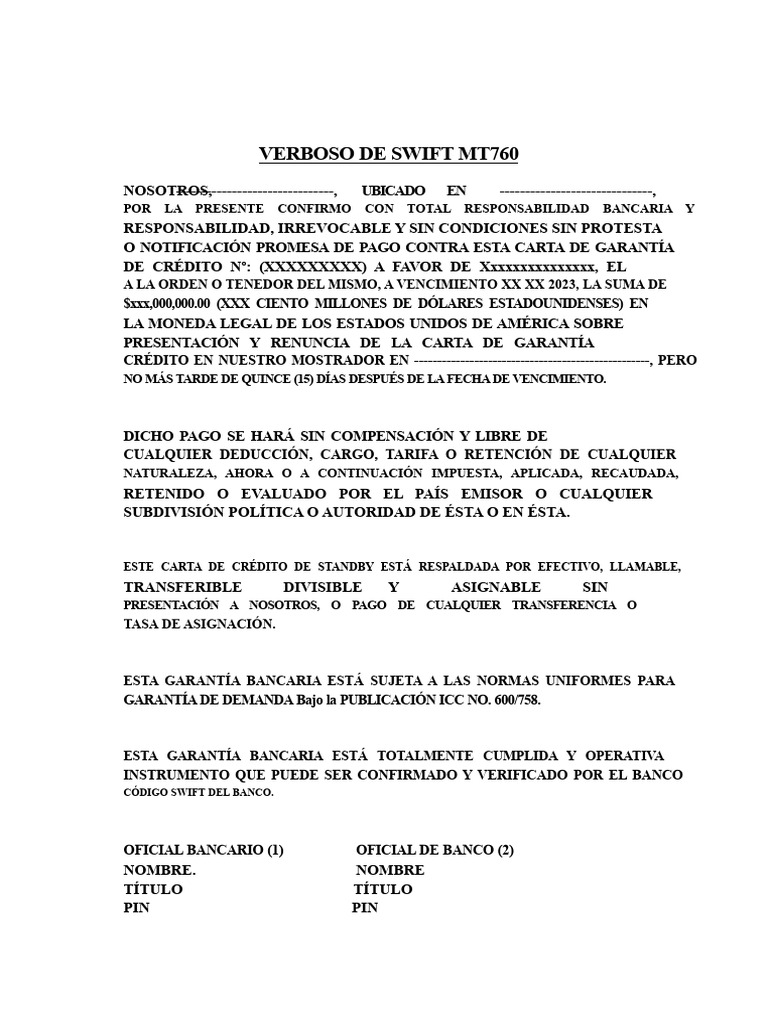 Verbos Del SBLC MT760 | PDF