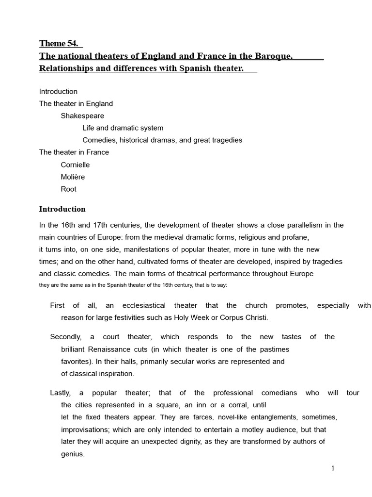 My Topic 54 The National Theatres of England and France in The Baroque ...