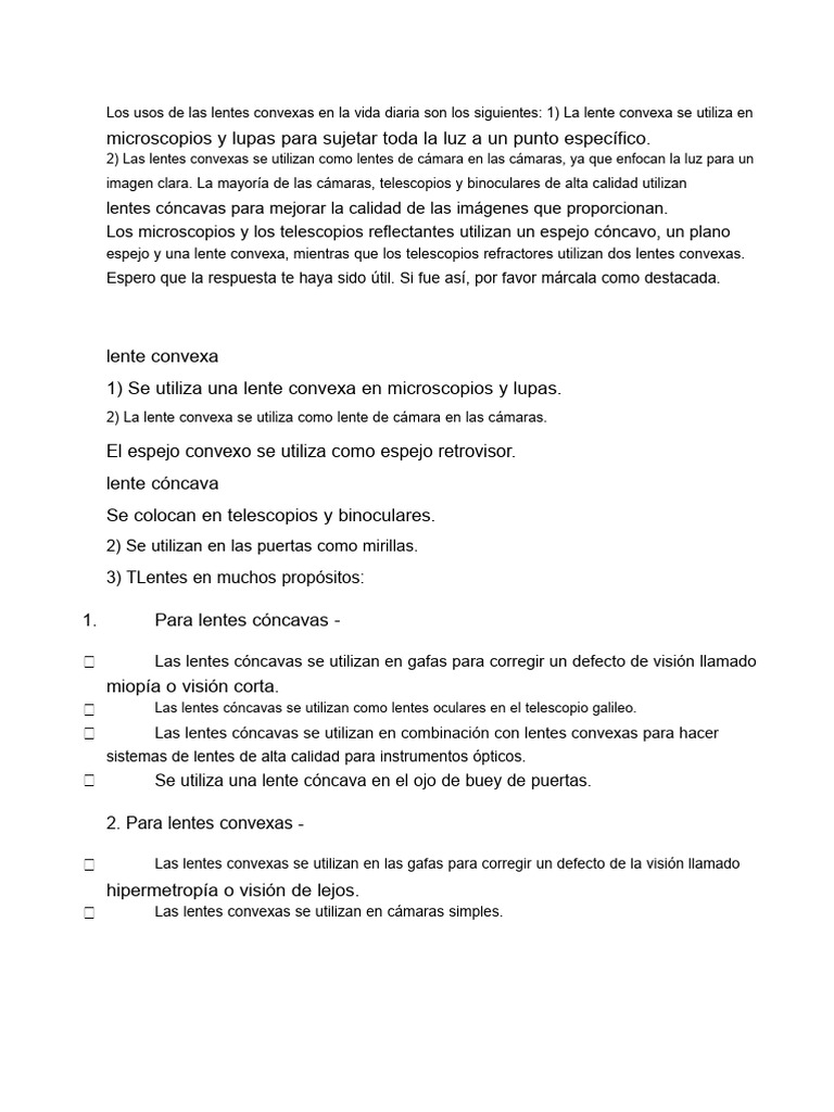 Usos | PDF | Lentes | Telescopio