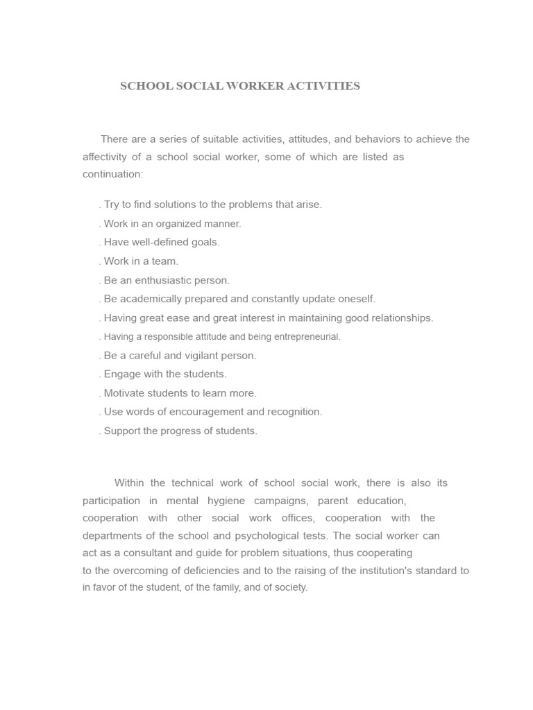 Effective Activities for School Social Workers | PDF