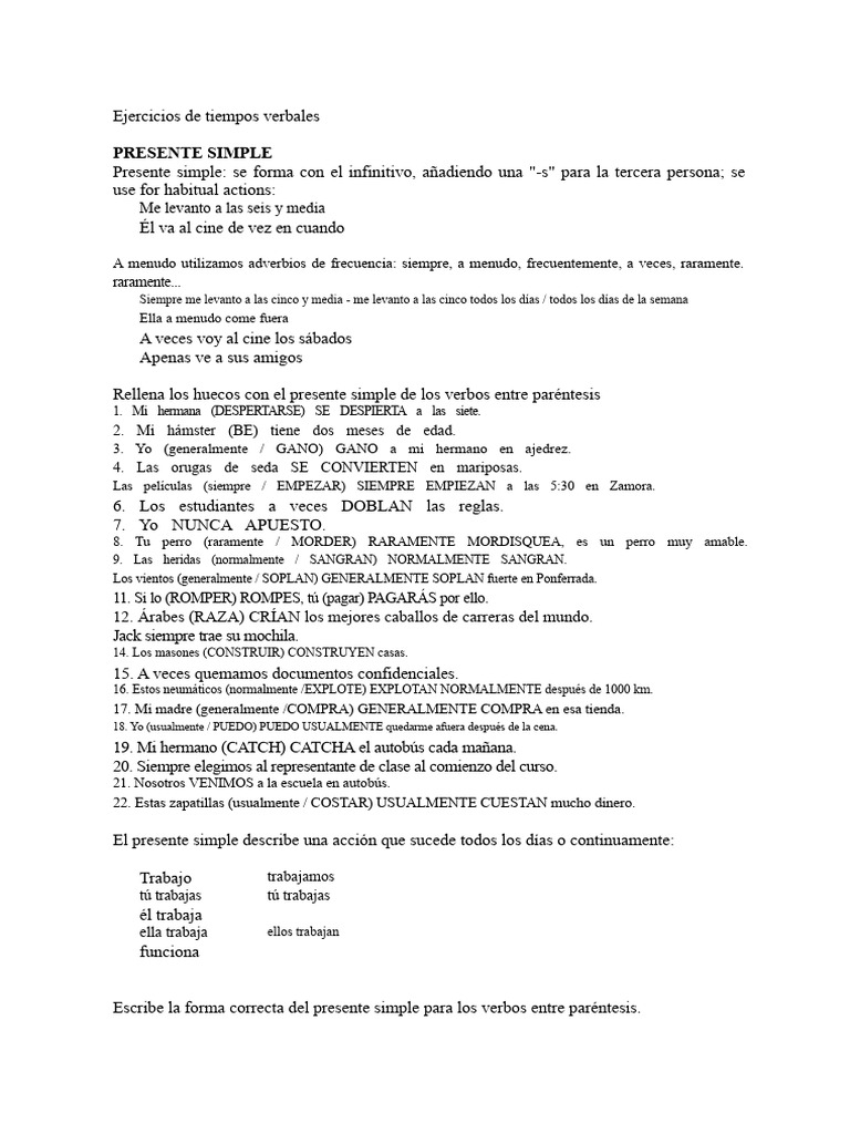 vb-tenses-SOL.doc | PDF | Verbo | Lingüística