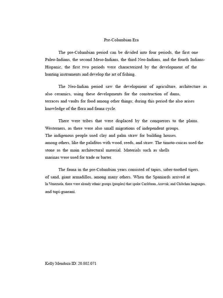 Pre-Columbian Era (Essay) | PDF