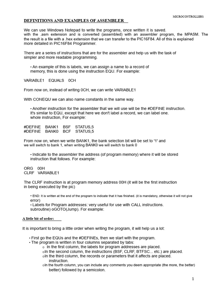 Examples in Assembler | PDF | Assembly Language | Digital Electronics