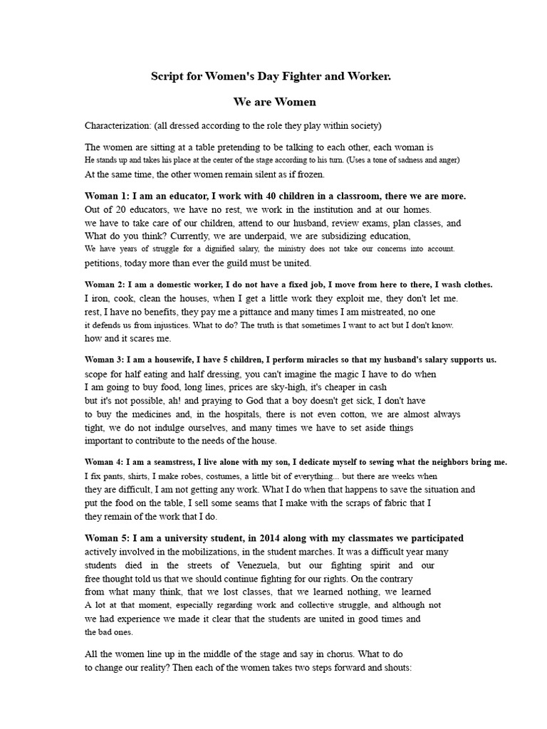 Women's Day: Voices of Struggle and Unity | PDF
