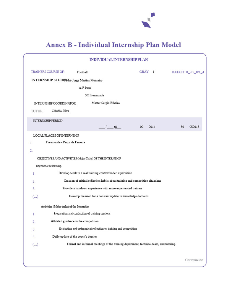 Individual Internship Plan | PDF