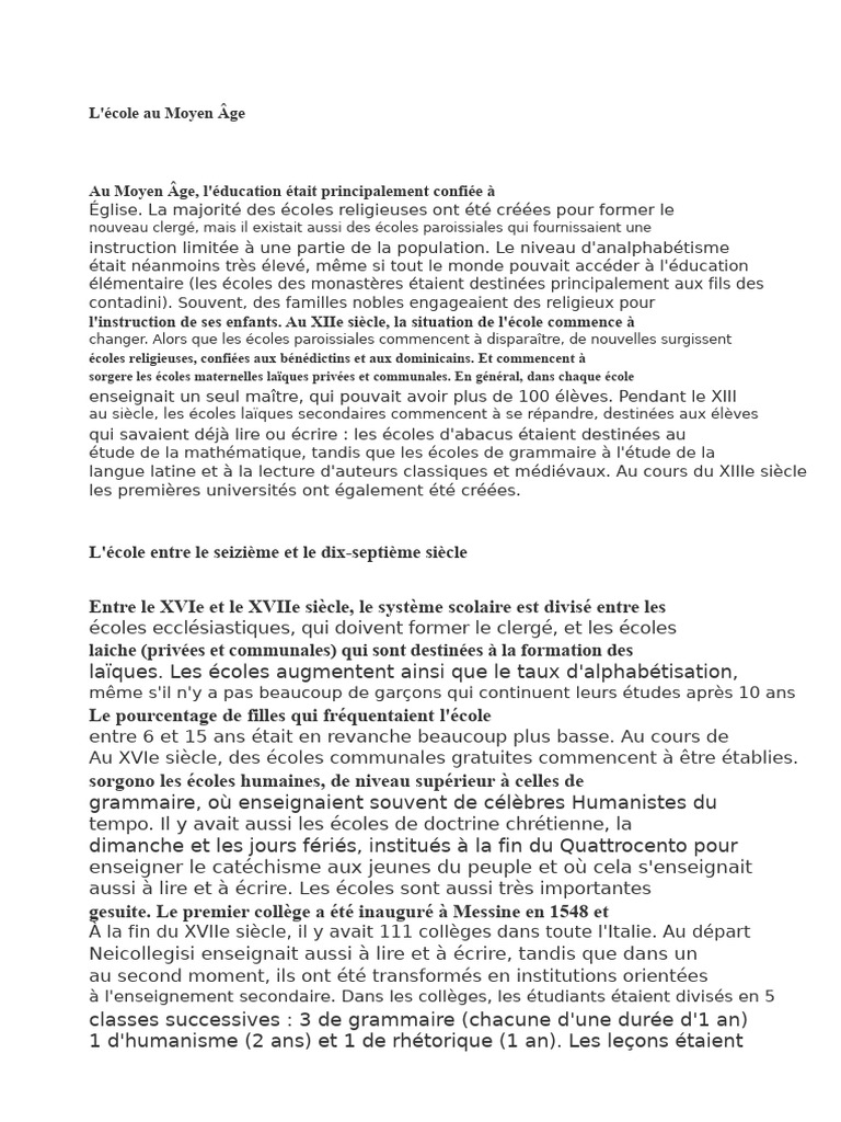 L'éducation au Moyen Âge | PDF | Moyen-Âge