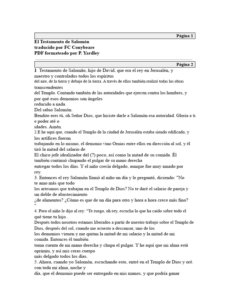 Demonología en el Testamento de Salomón | PDF | Solomons | Demonios