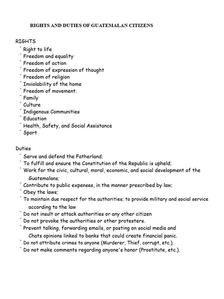 Guatemalan Citizens' Rights and Duties | PDF | Dignity | Indigenous Peoples