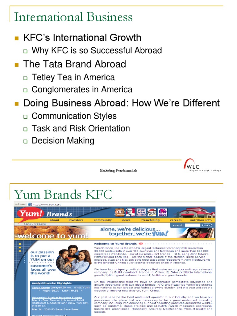 International Business: KFC's International Growth The Tata Brand ...