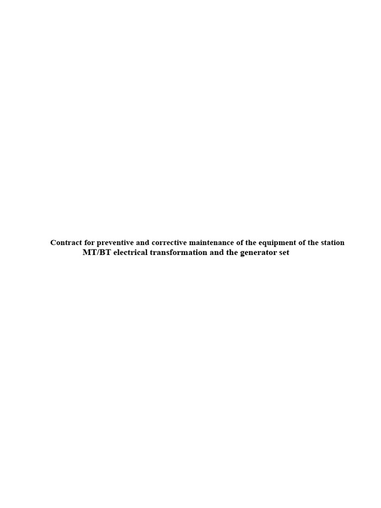 Maintenance Contract | PDF | Transformer | Relay