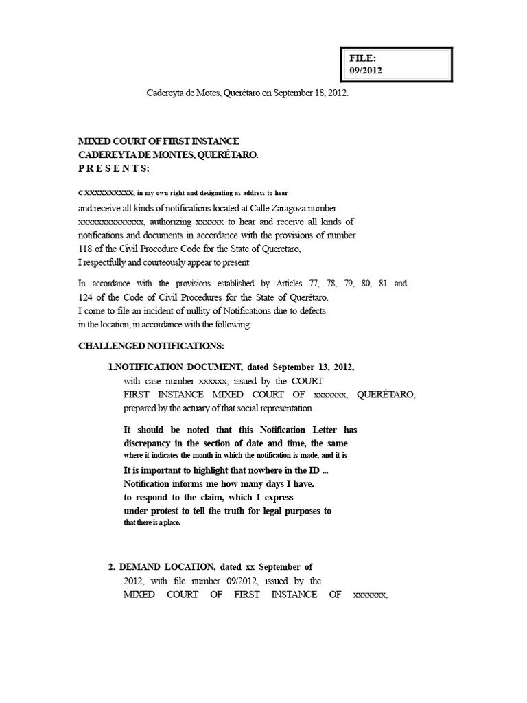 Incident of Nullity of Web Notifications | PDF | Lawsuit | Justice